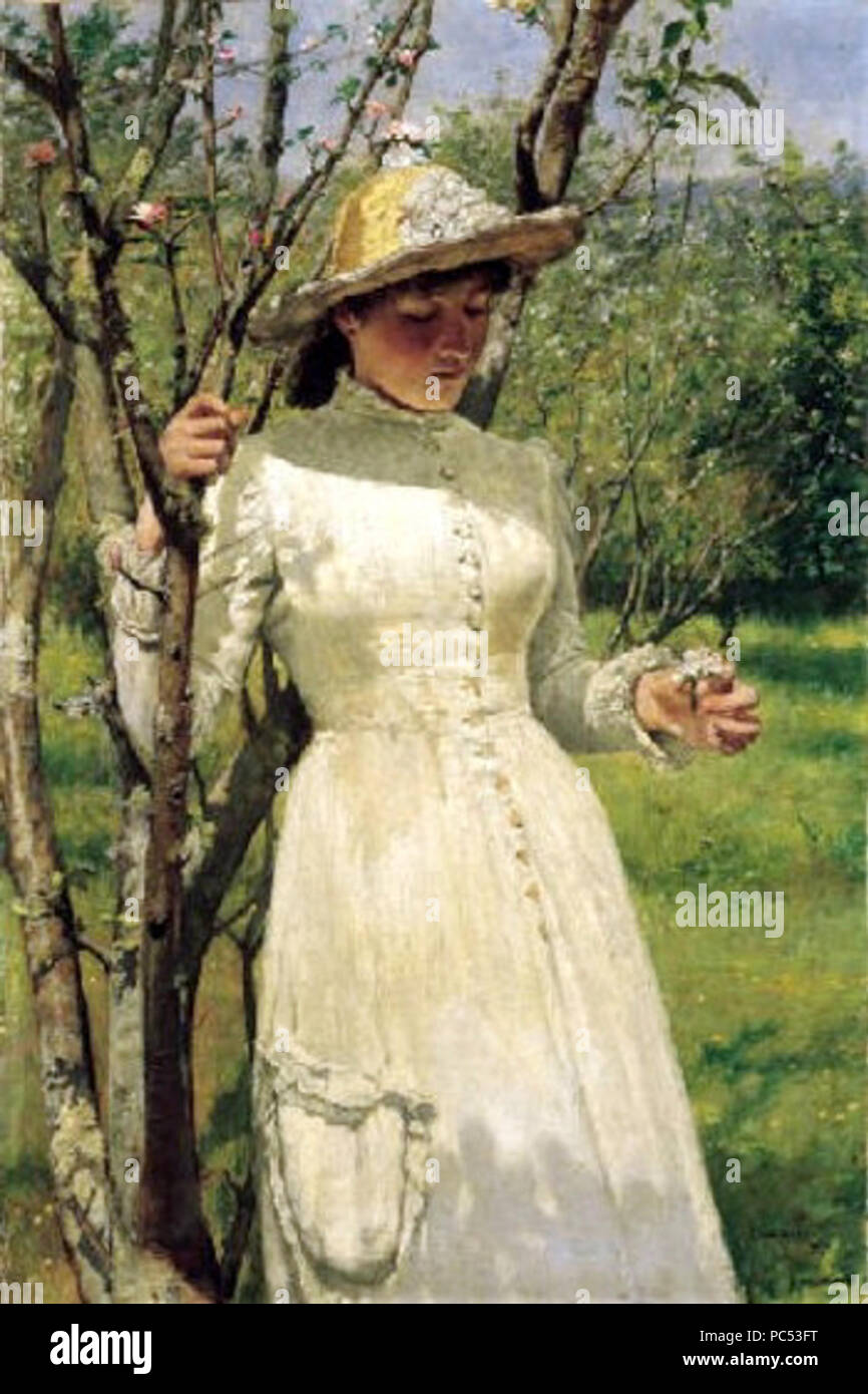 26 Edwin Harris - Under The Blossom 1884 Stock Photo - Alamy