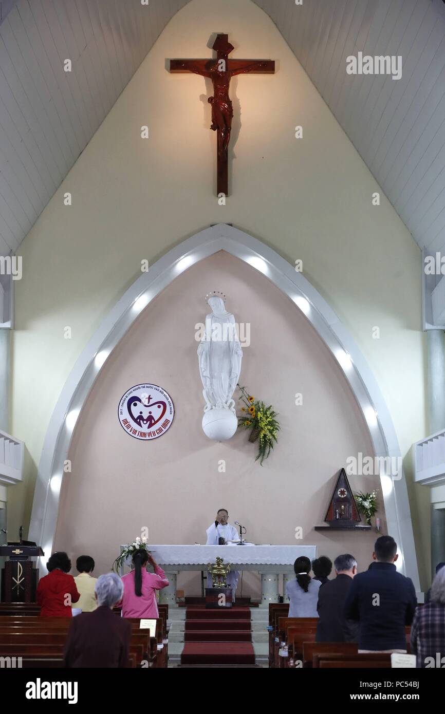 Old French church - Domaine de Marie Church in Dalat. Catholic mass ...
