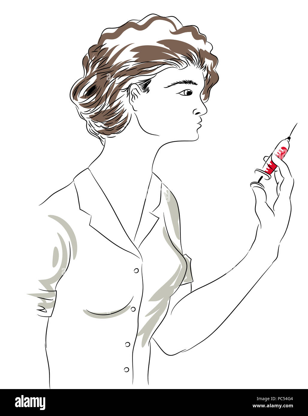 Nurse and needle. beautiful nurse holding a needle Stock Photo - Alamy