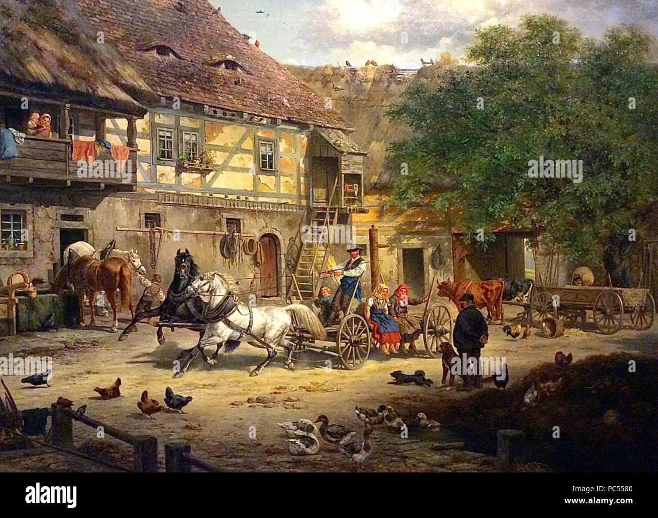 37 Saxon Farm Yard by Gustav Adolph Friedrich, 1870 Stock Photo - Alamy