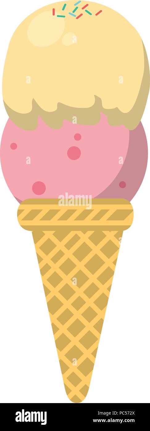 color ice cream with two balls and cone Stock Vector Image & Art - Alamy
