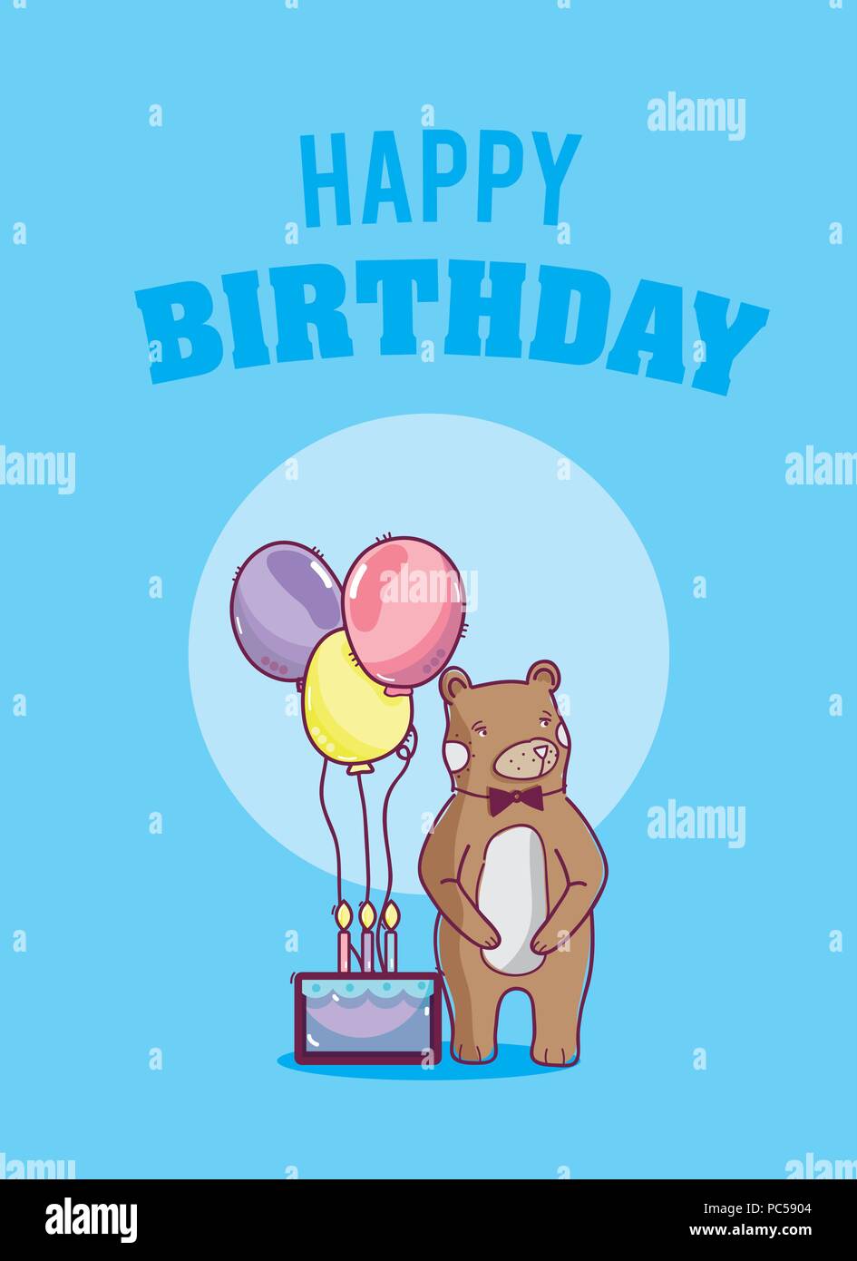 Happy birthday card with bear Stock Vector Image & Art - Alamy