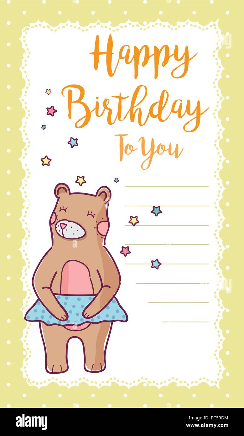 Happy birthday card with bear Stock Vector Image & Art - Alamy