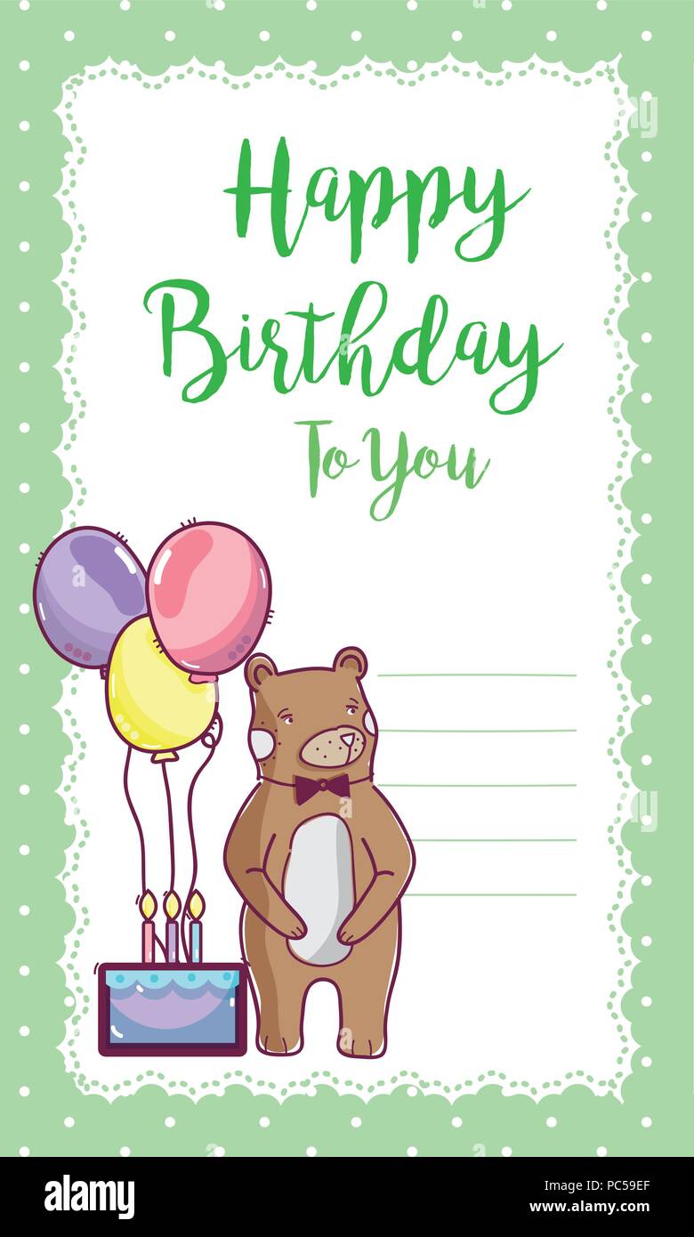 Happy birthday card with bear Stock Vector Image & Art - Alamy