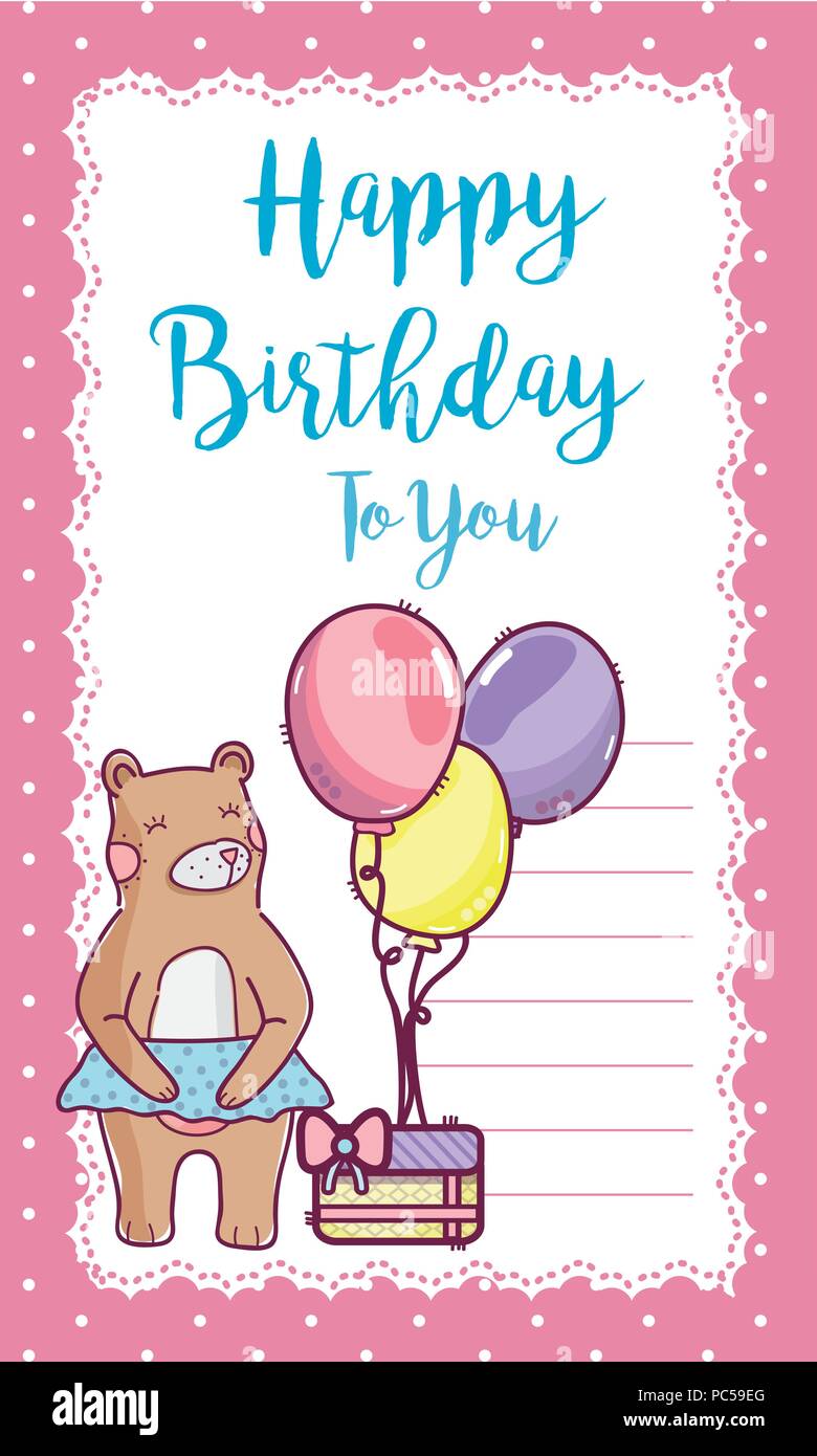 Happy birthday card with bear Stock Vector Image & Art - Alamy