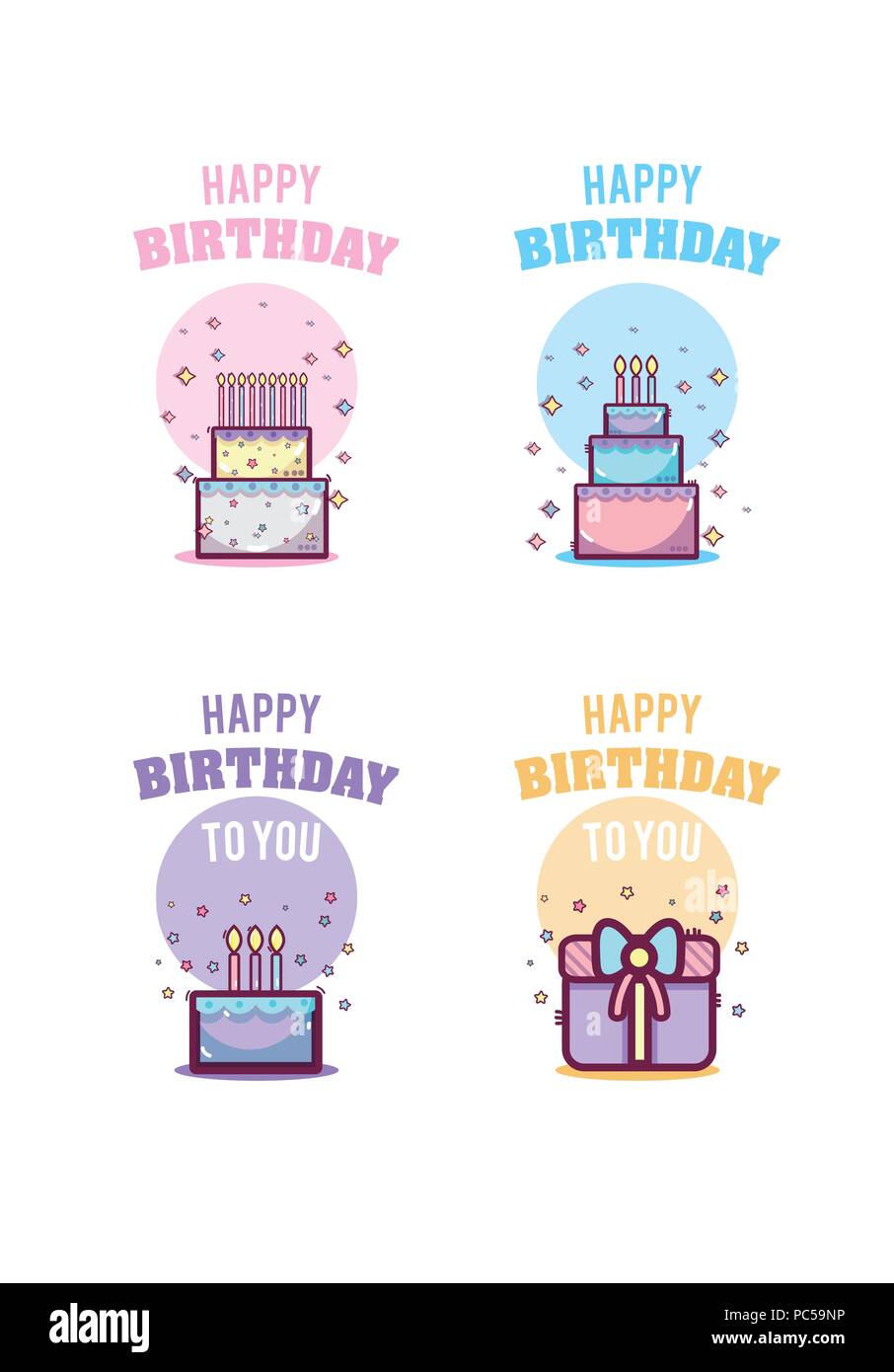 Set of happy birthdat cards Stock Vector Image & Art - Alamy