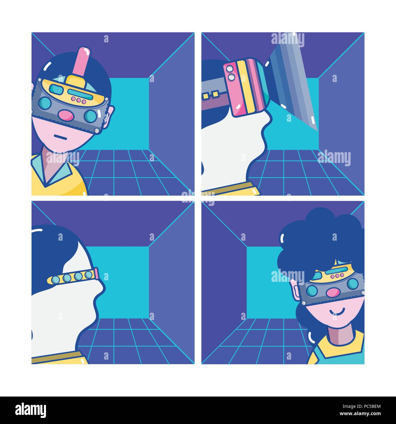 Set of virtual reality cartoons Stock Vector Image & Art - Alamy