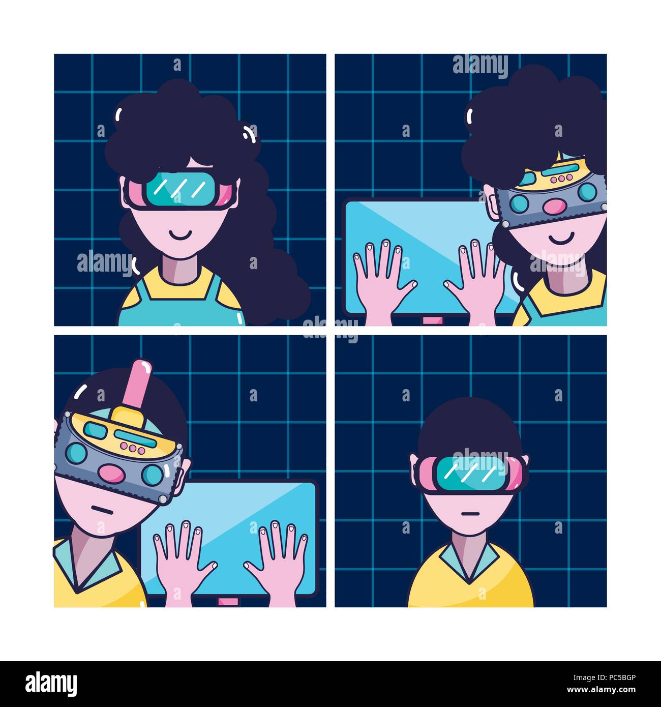 Set of virtual reality cartoons Stock Vector Image & Art - Alamy