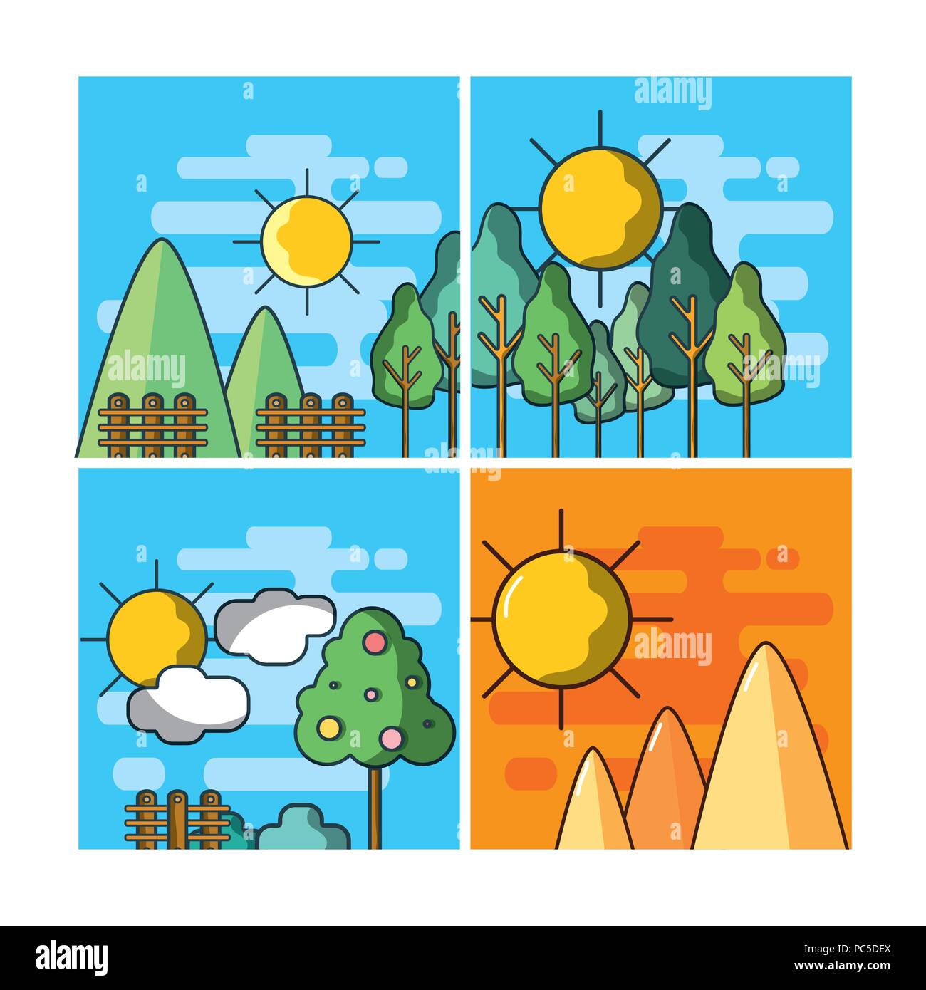 Set of landscape cartoons Stock Vector Image & Art - Alamy