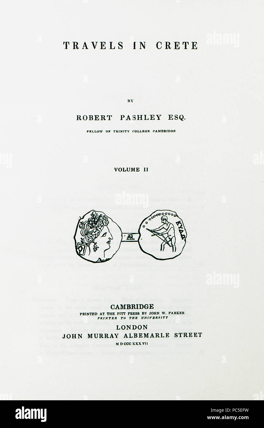 667 Σελίδα τίτλου β΄τόμου - Pashley Robert - 1837 Stock Photo - Alamy