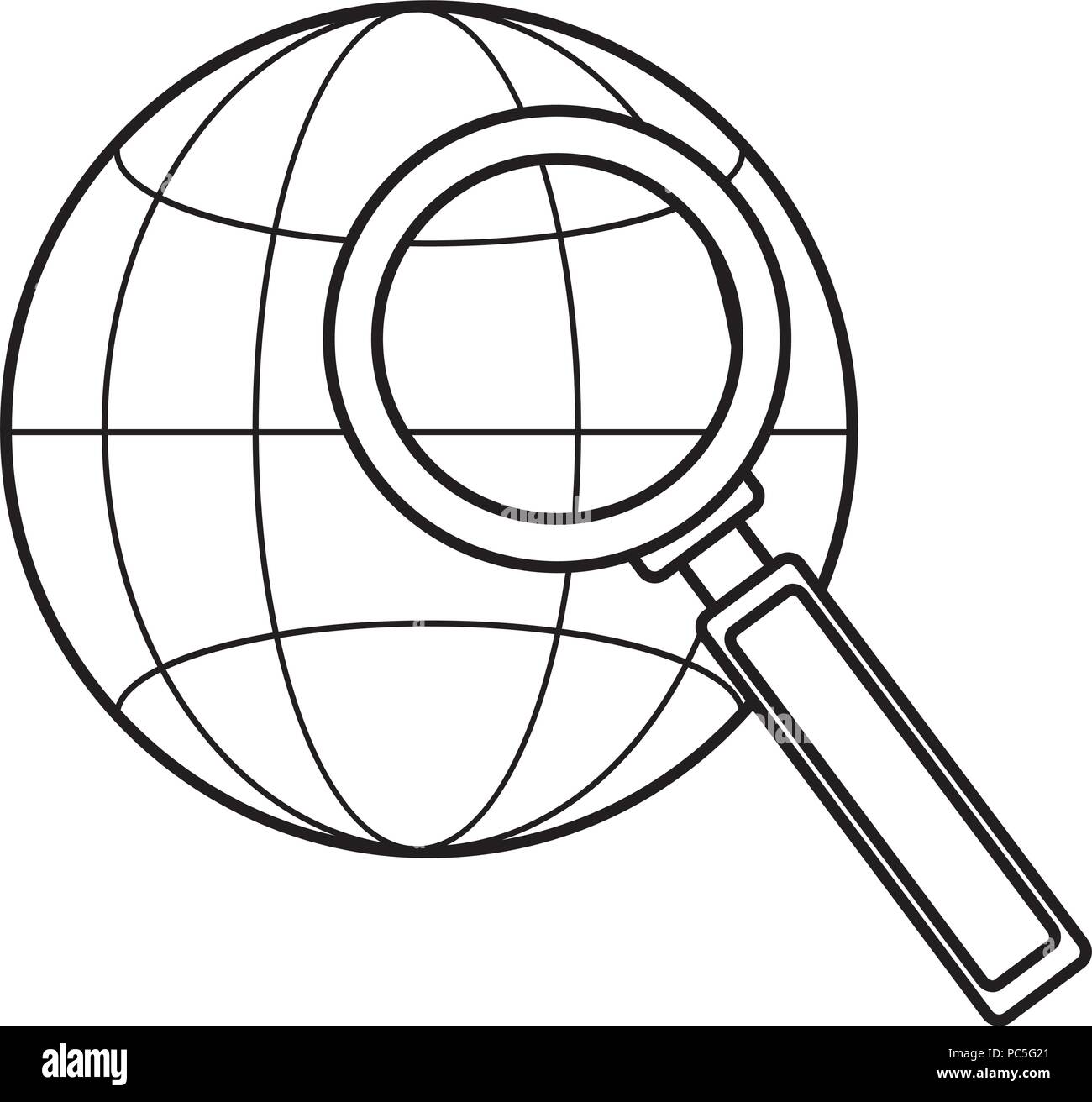 line global network connection with magnifying glass Stock Vector Image ...