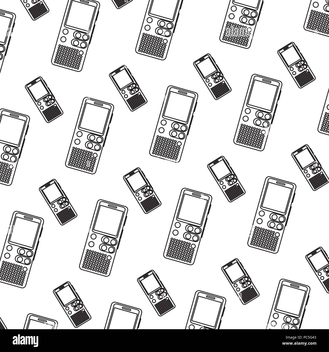 line digital voice recorder equipment background Stock Vector Image ...