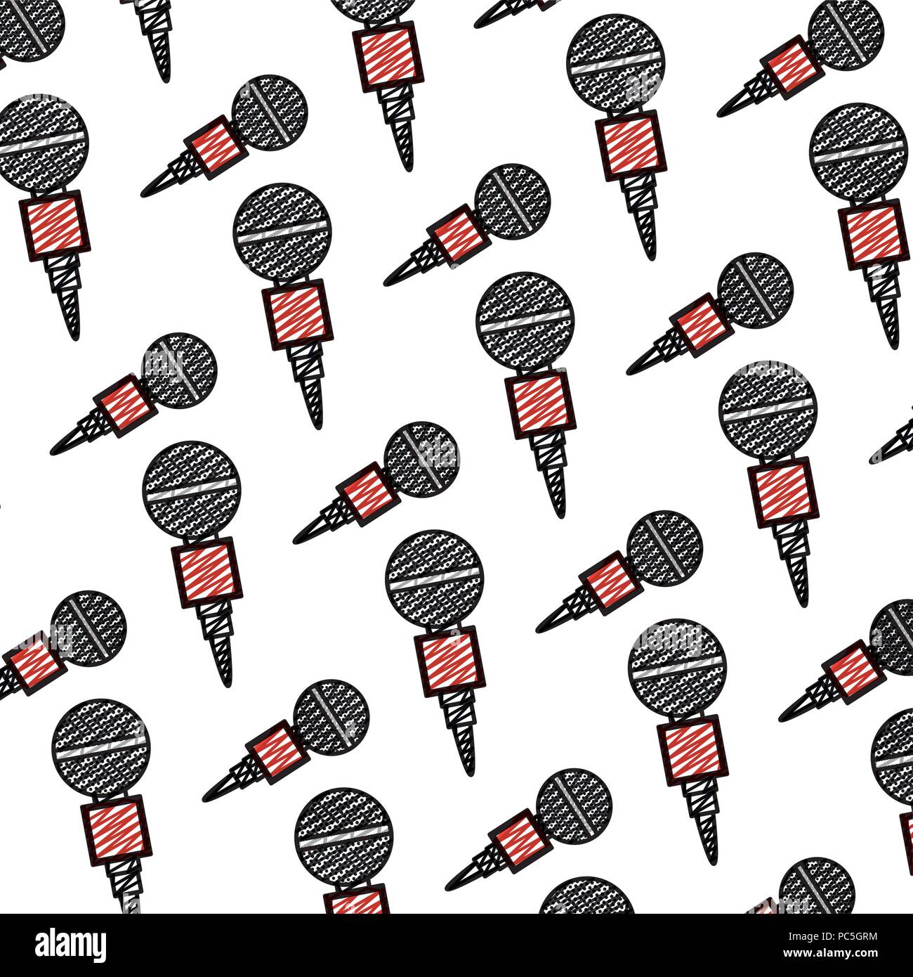 doodle microphone voice audio equipment background Stock Vector Image ...