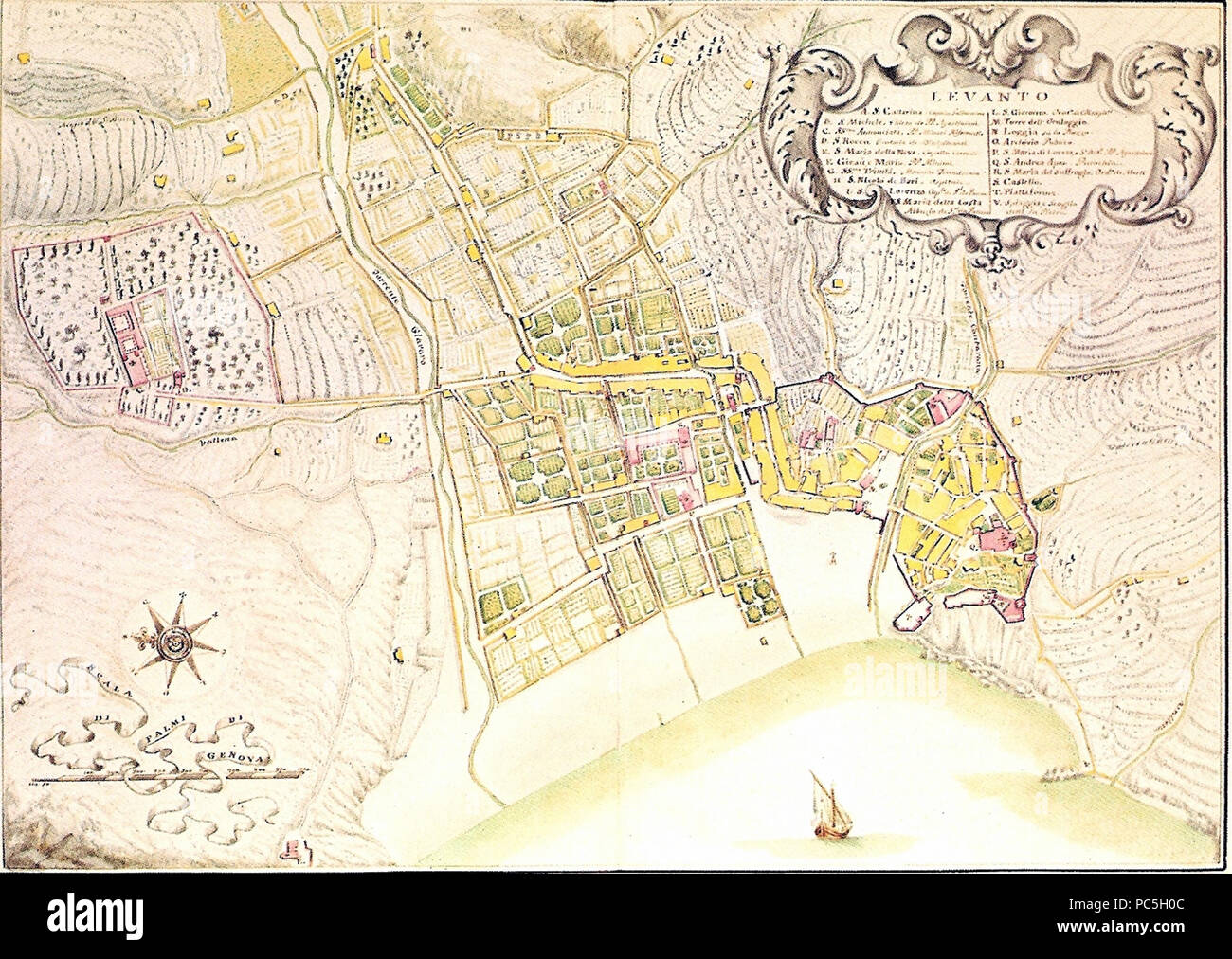 370 Levanto-Mappa Matteo Vinzoni (1773 Stock Photo - Alamy