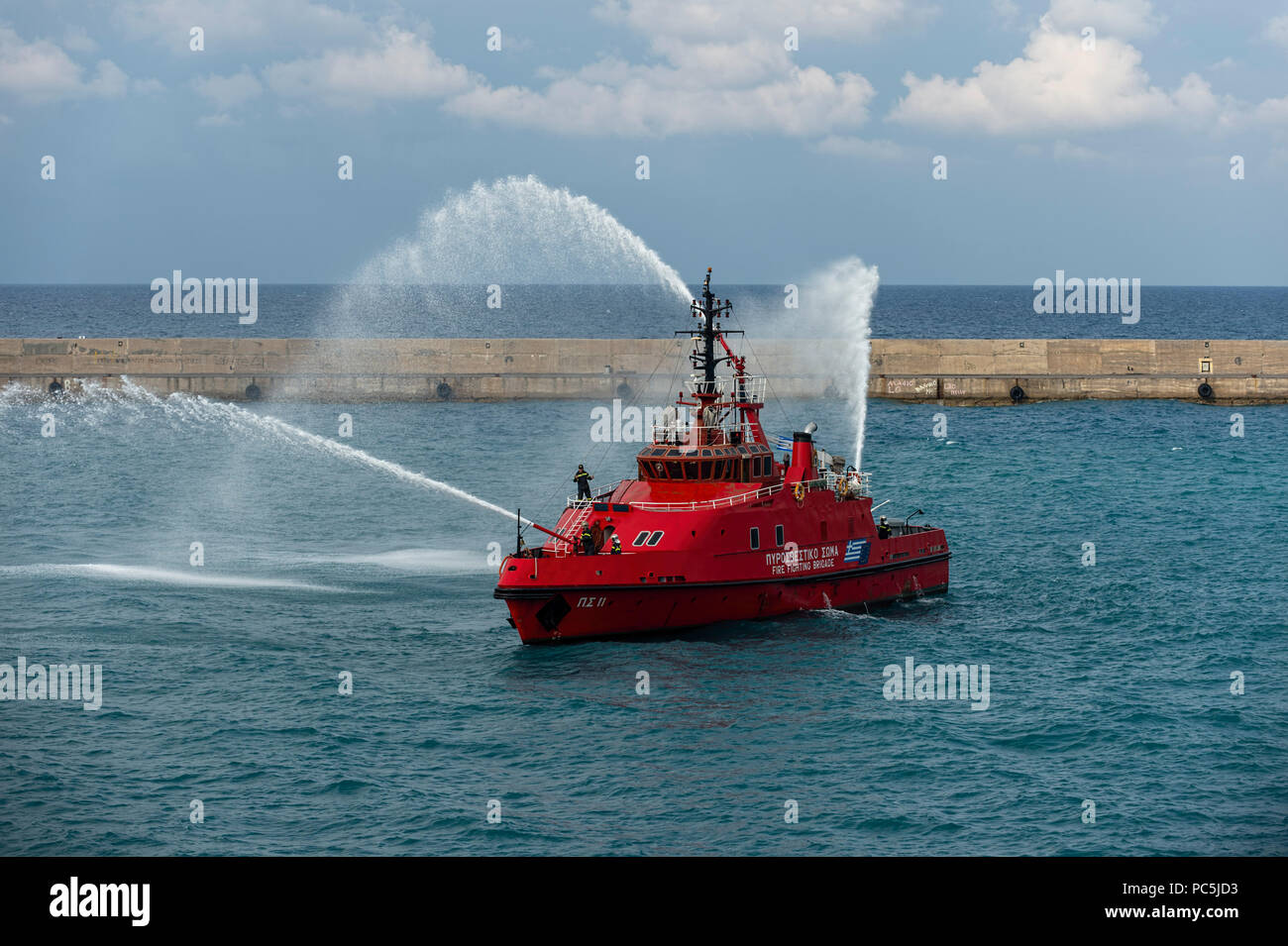 Greek Firefighting Boat Heraklion Greece Stock Photo - Alamy