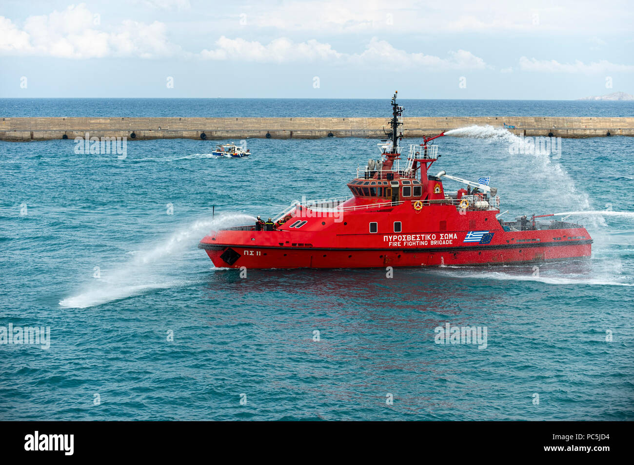 Greek Firefighting Boat Heraklion Greece Stock Photo - Alamy