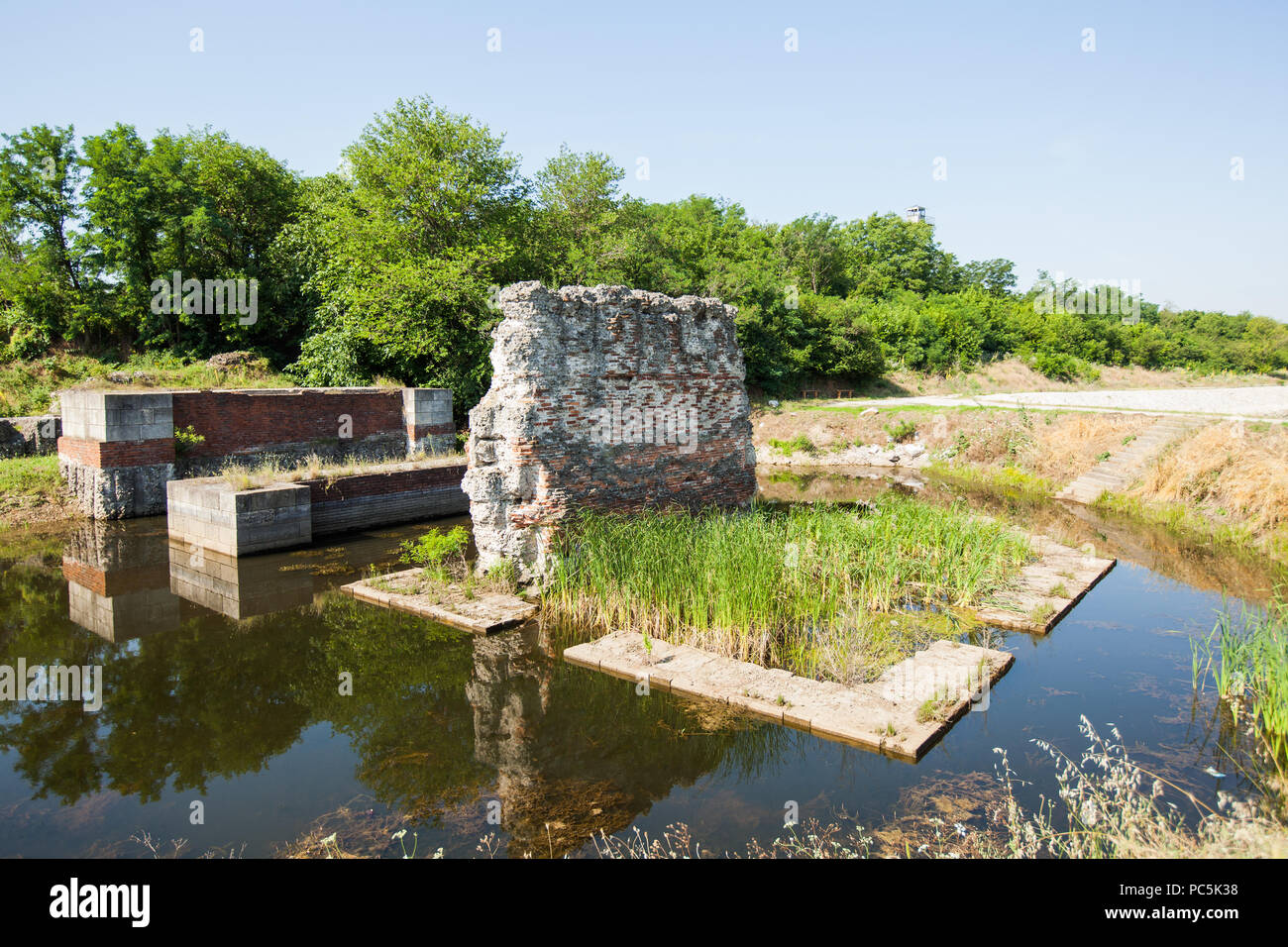 The Remains of old monumental bridge from Roman period during emperor ...