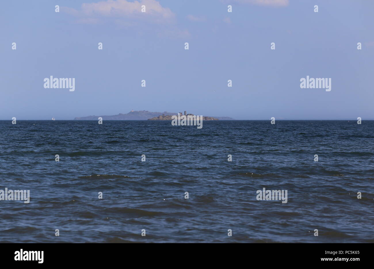 Isle of Inchmickery in Firth of Forth Scotland July 2018 Stock Photo ...