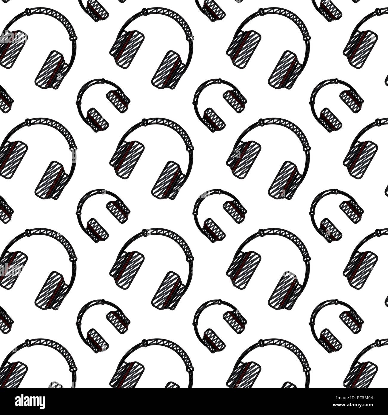 doodle music headphone object technology background Stock Vector Image ...