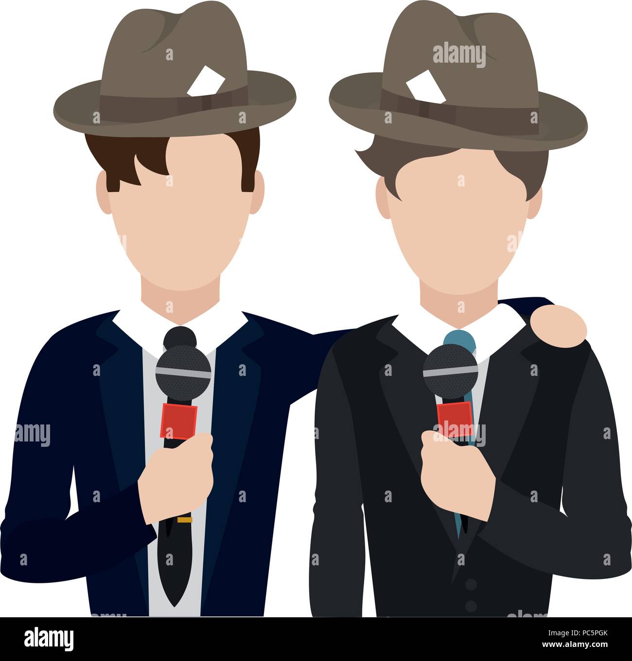 professional partner journalists with hat and clothes Stock Vector ...