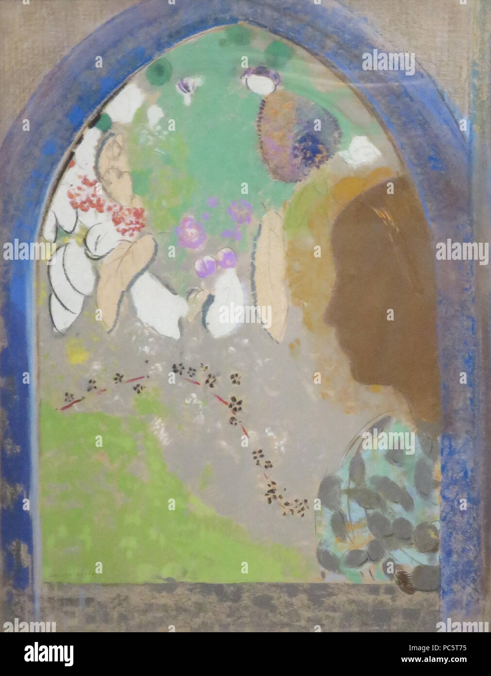 1 'Profile of a Woman in the Window' by Odilon Redon, pastel Stock ...