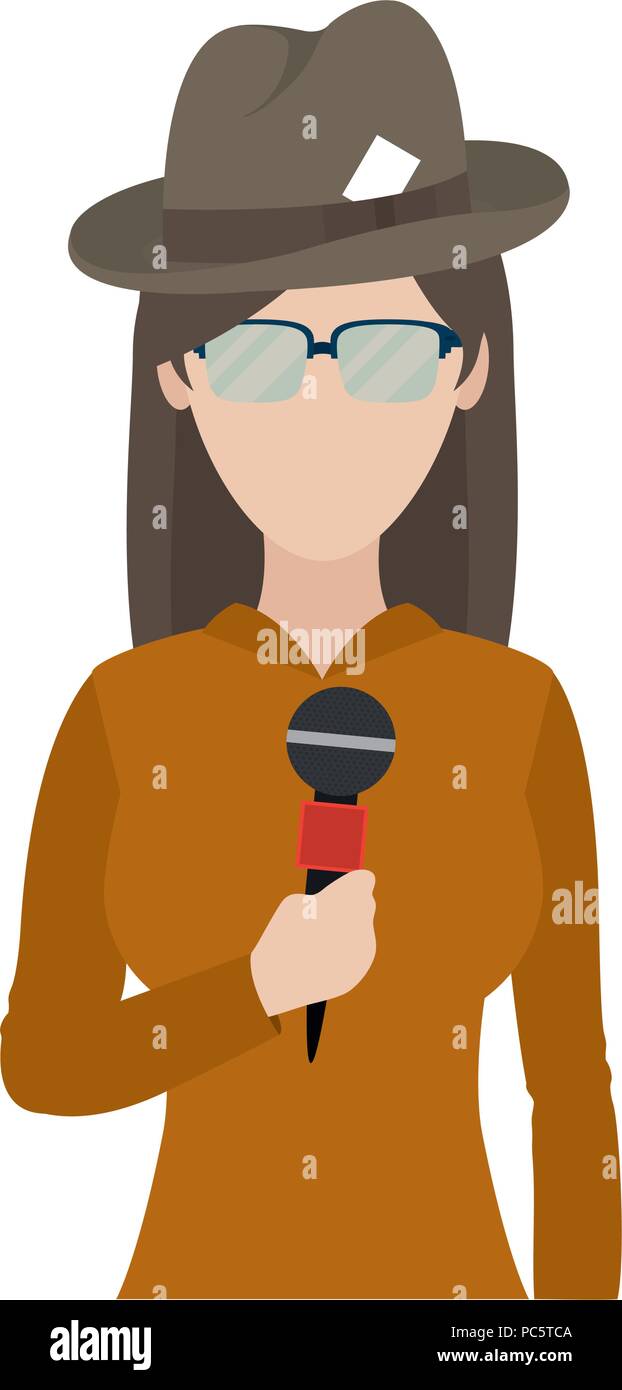 professional woman reporter hat glasses Stock Vector Image & Art - Alamy