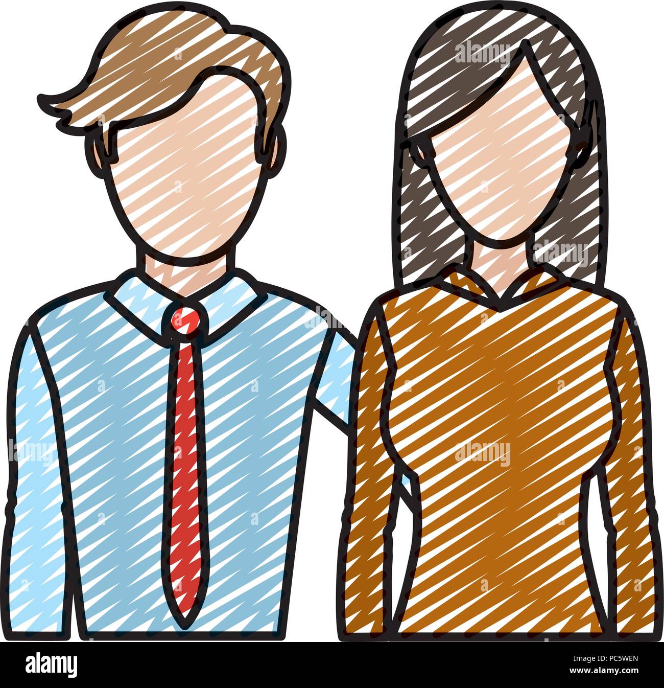 doodle professional woman man partner friends Stock Vector Image & Art ...