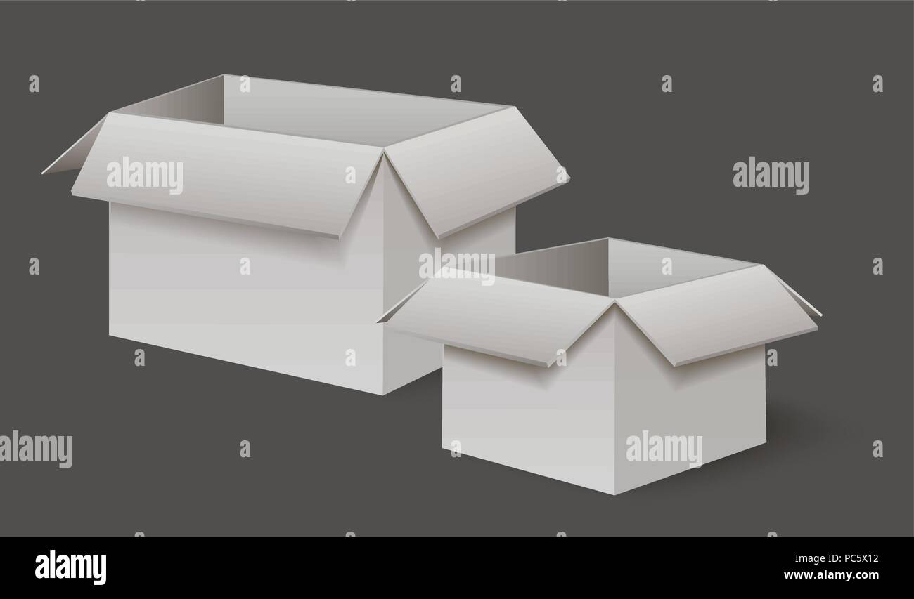 Realistic drawing of cardboard boxes.Packaging, box. Concept of ...