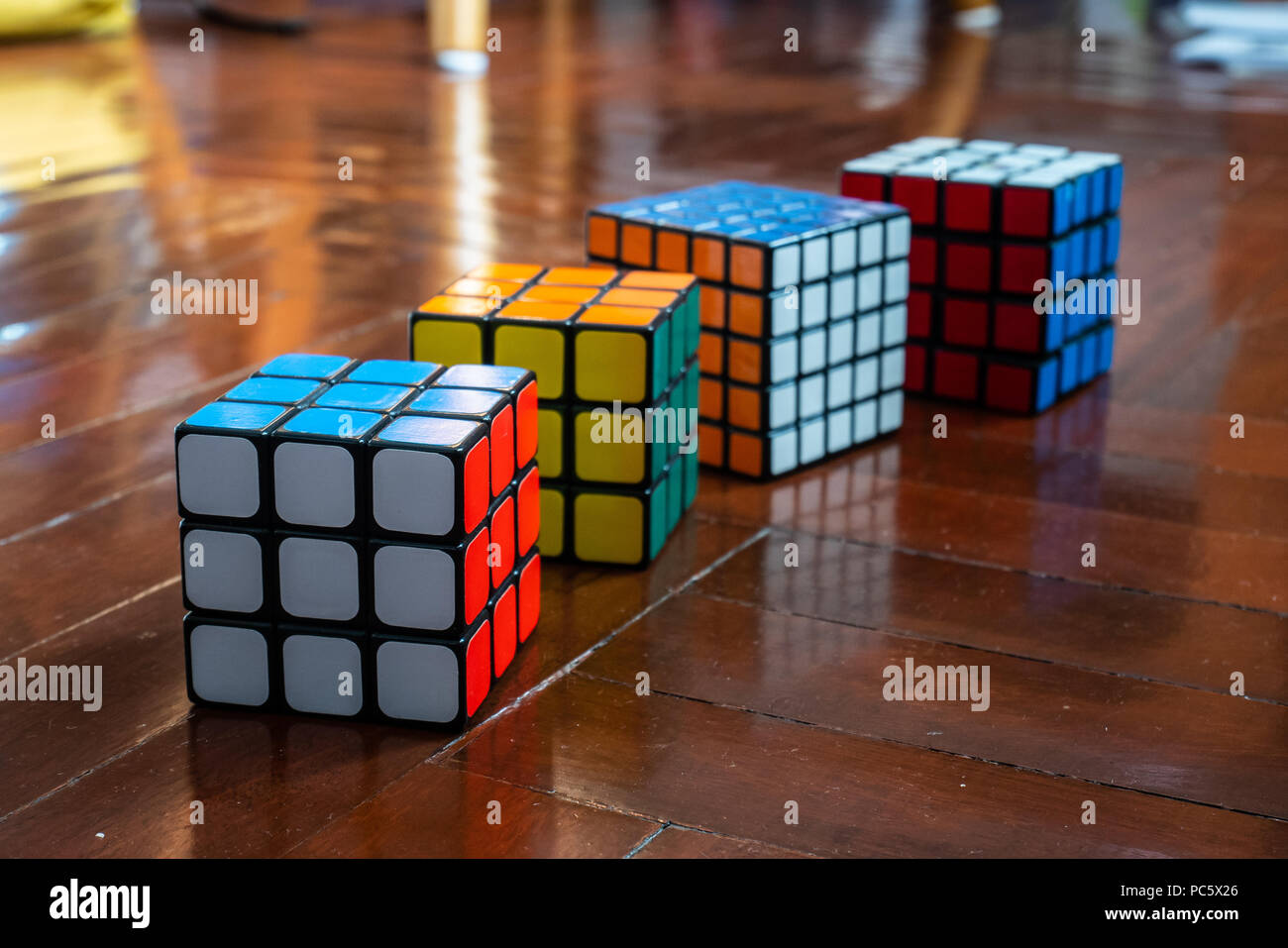 Bangkok, Thailand - April 25, 2018 : Various kind of Rubik's cubes on ...