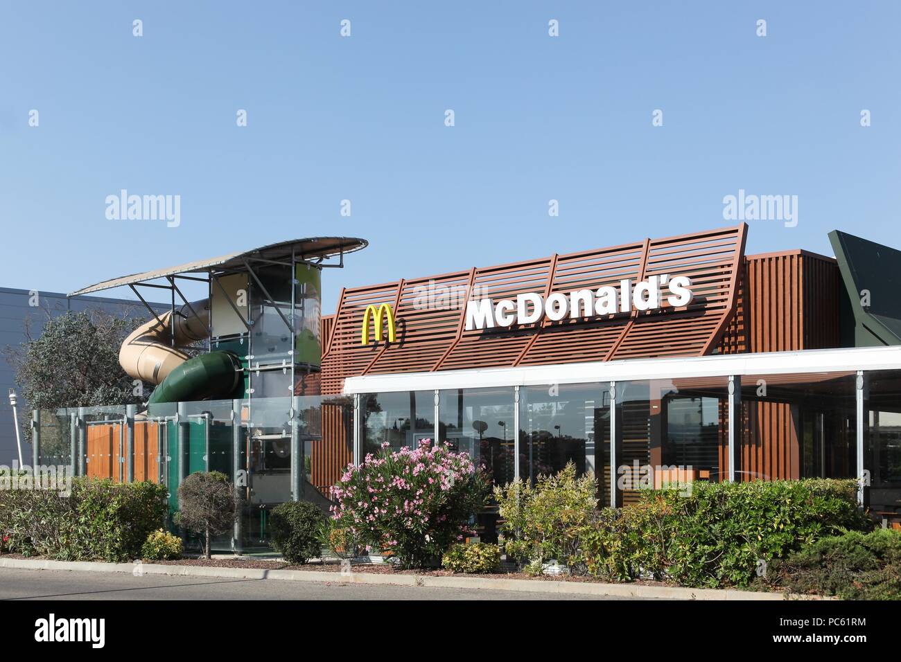 Arles, France - July 4, 2018: McDonald's restaurant in France. McDonald ...