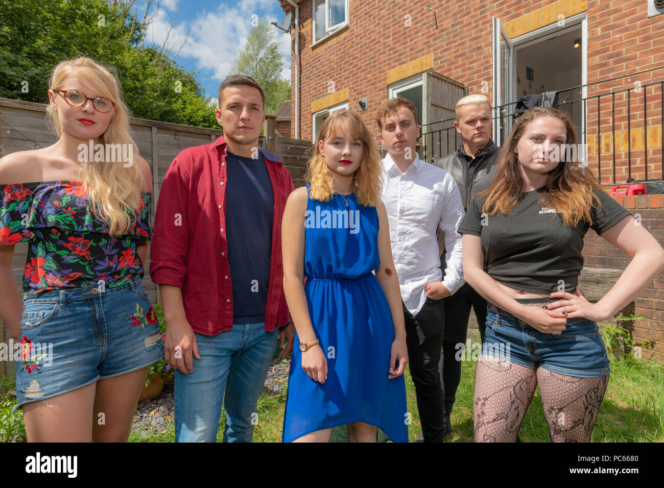 Honiton, UK. 31th July 2018. On the set of drama/sitcom "Moving In ...