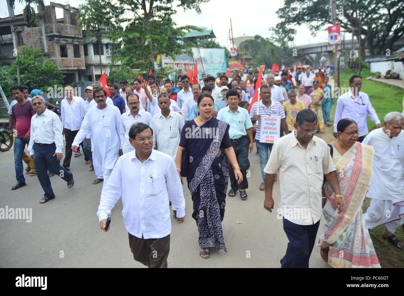Agartala, Tripura, India. 31st July, 2018. People seen marching towards ...