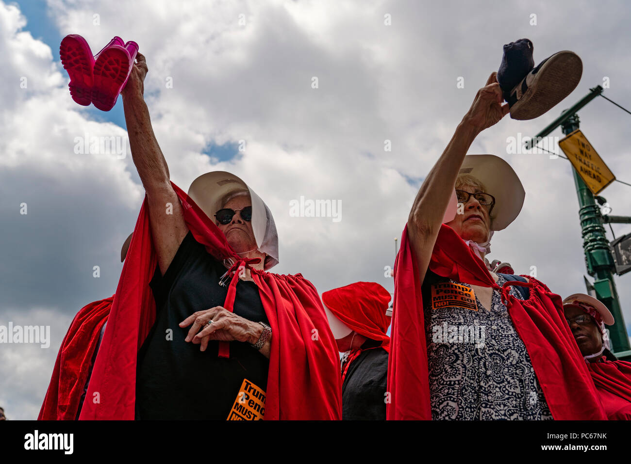 New York, USA., 31 July 2018 Two women in costumes inspired by the book ...