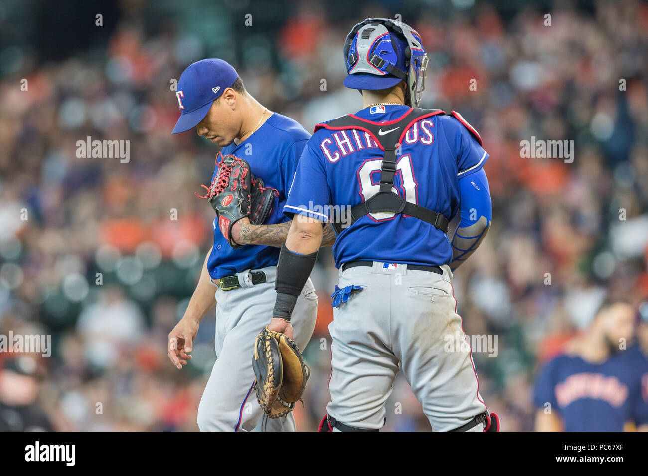 Houston, Texas, USA. 29th July, 2018. Texas Rangers relief pitcher ...