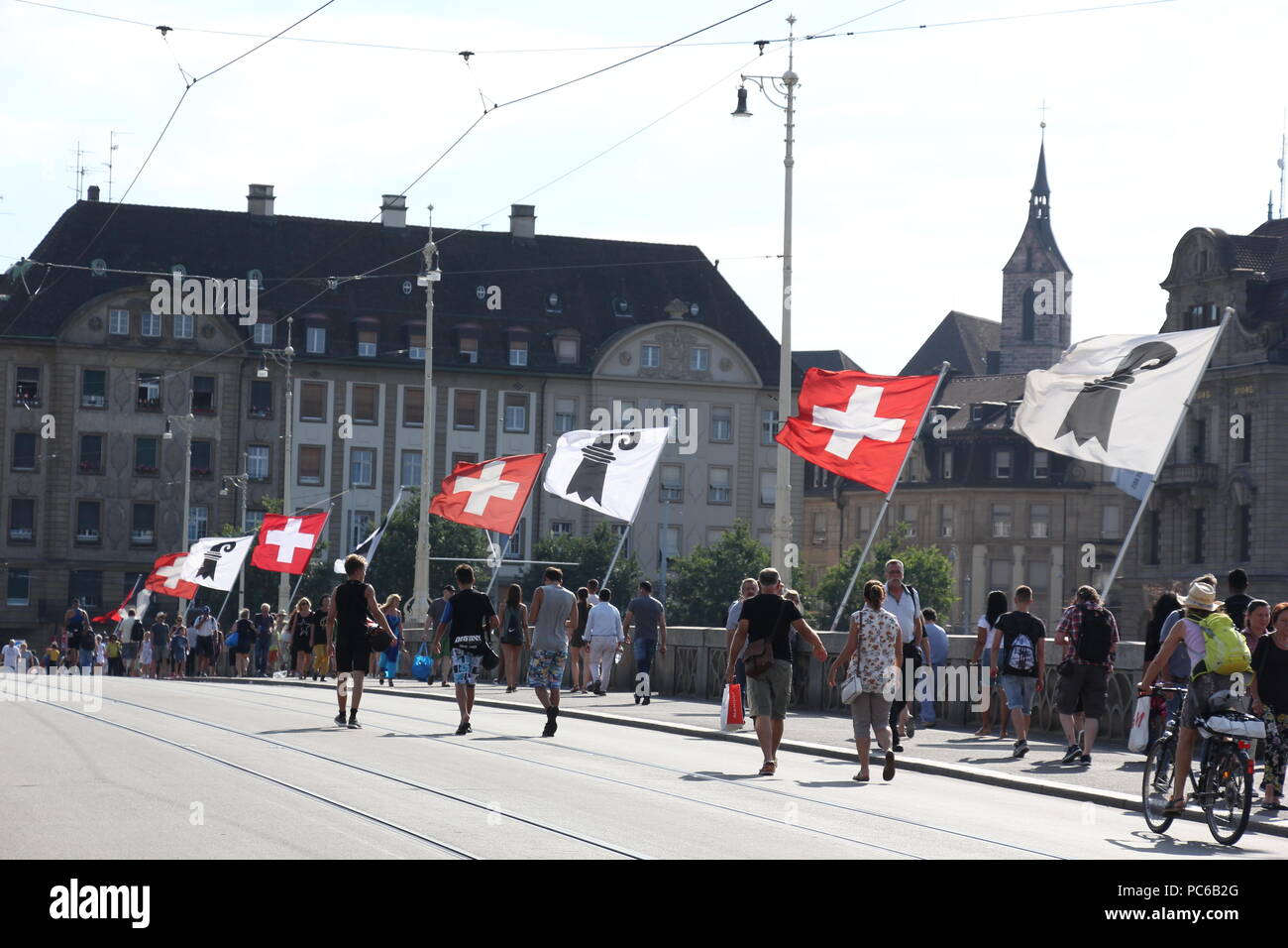 Basel, Switzerland. 31st July 2018. People in Basel Switzerland getting ...