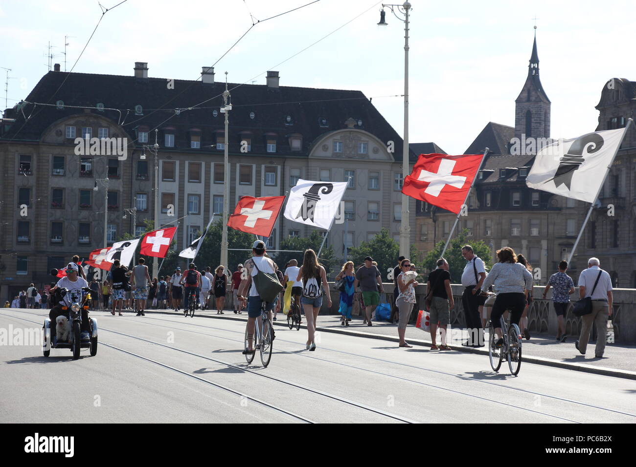 Basel, Switzerland. 31st July 2018. People in Basel Switzerland getting ...