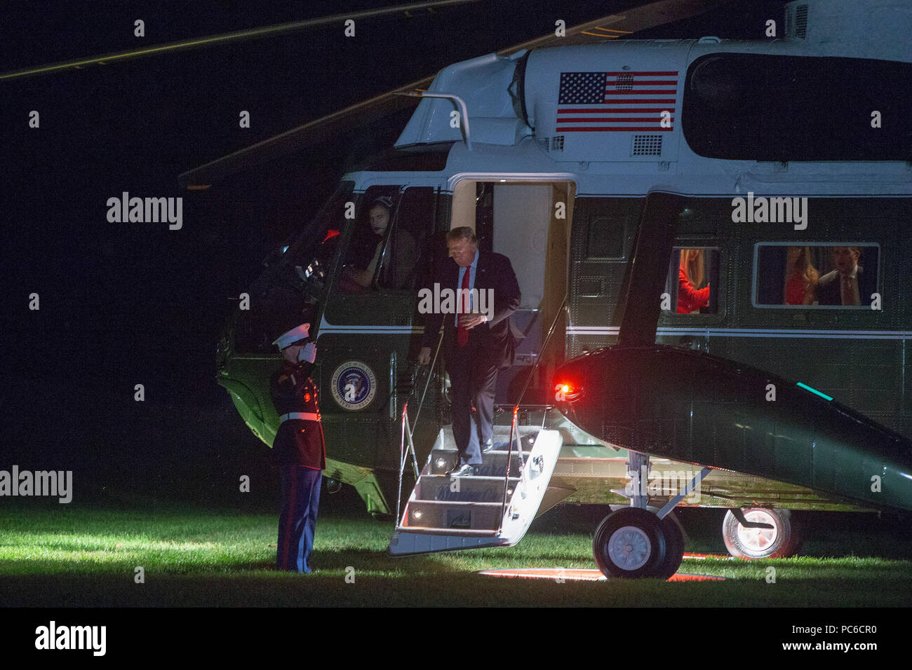 United States President Donald J. Trump steps off Marine One as he ...