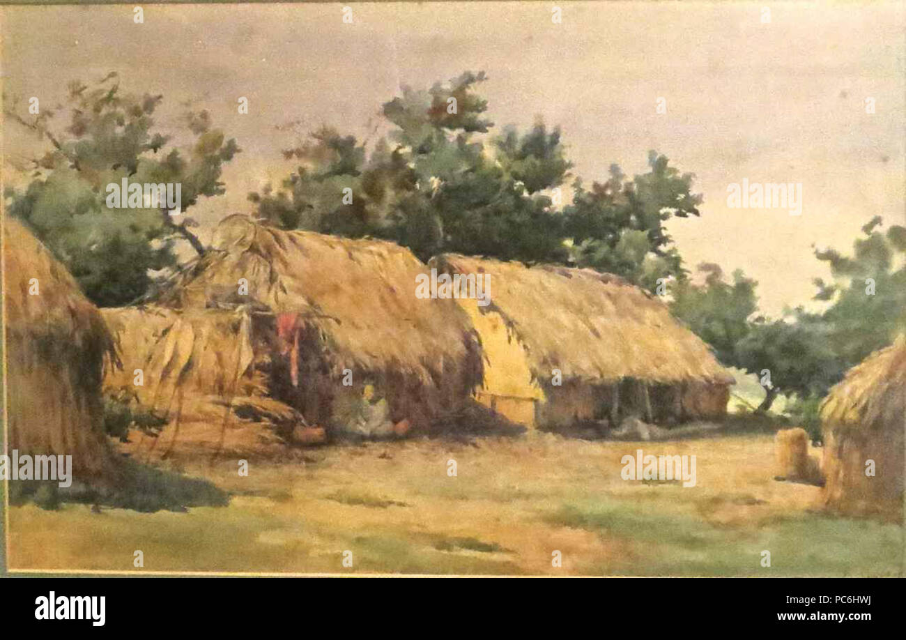 53 Hawaiian Fishing Village by Helen Whitney Kelley, c 1880 Stock Photo ...