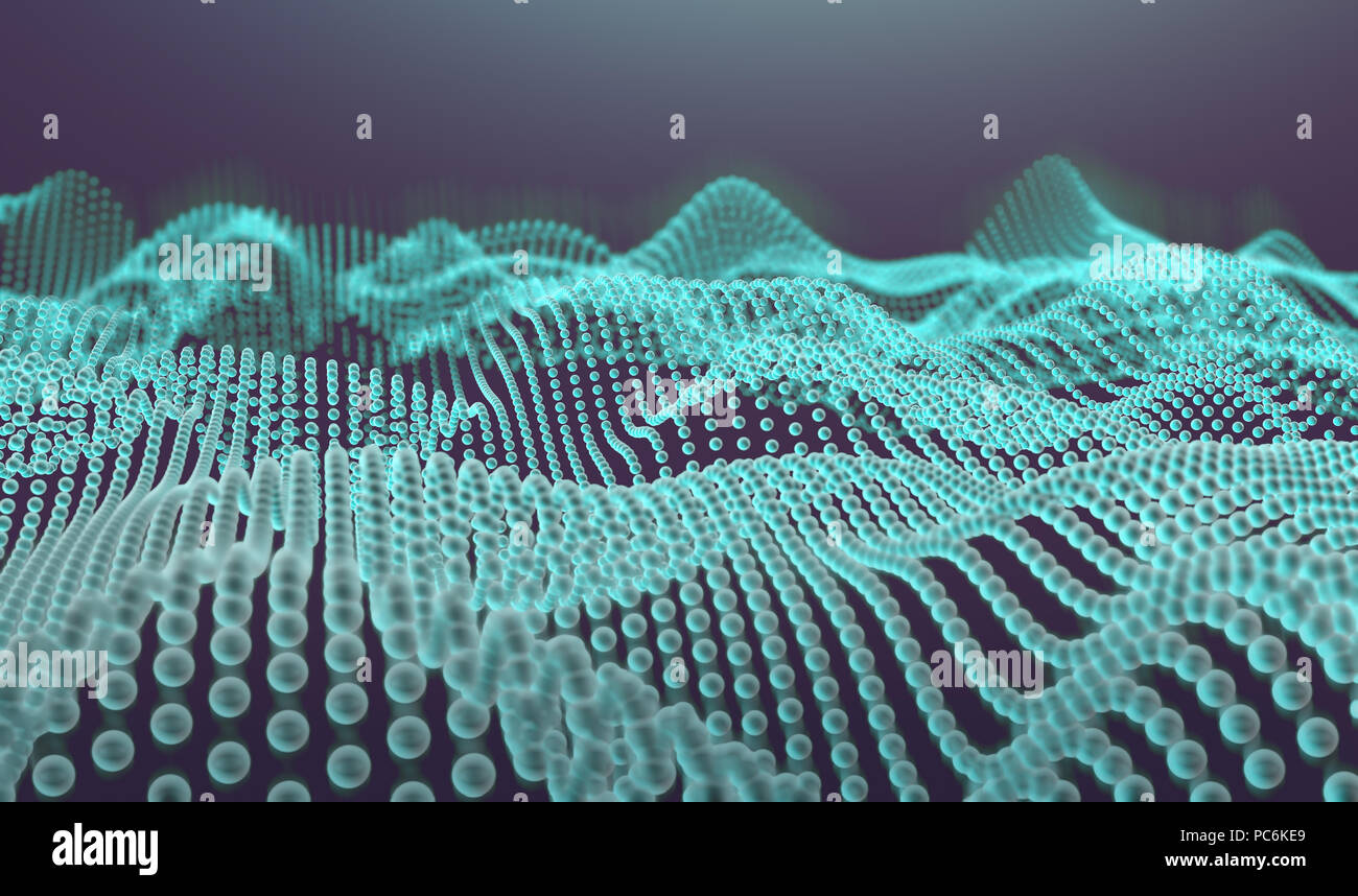 Science and technology concept.Dots and waves.Abstract mesh and ...