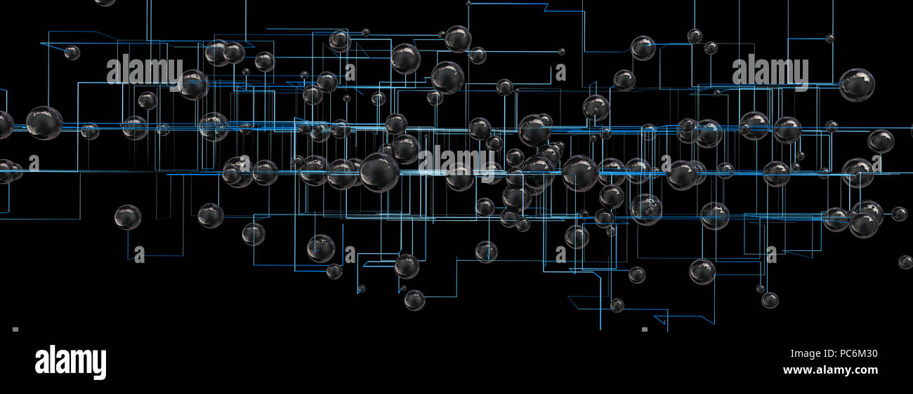 Technology and digital concept 3d illustration. Internet and science ...