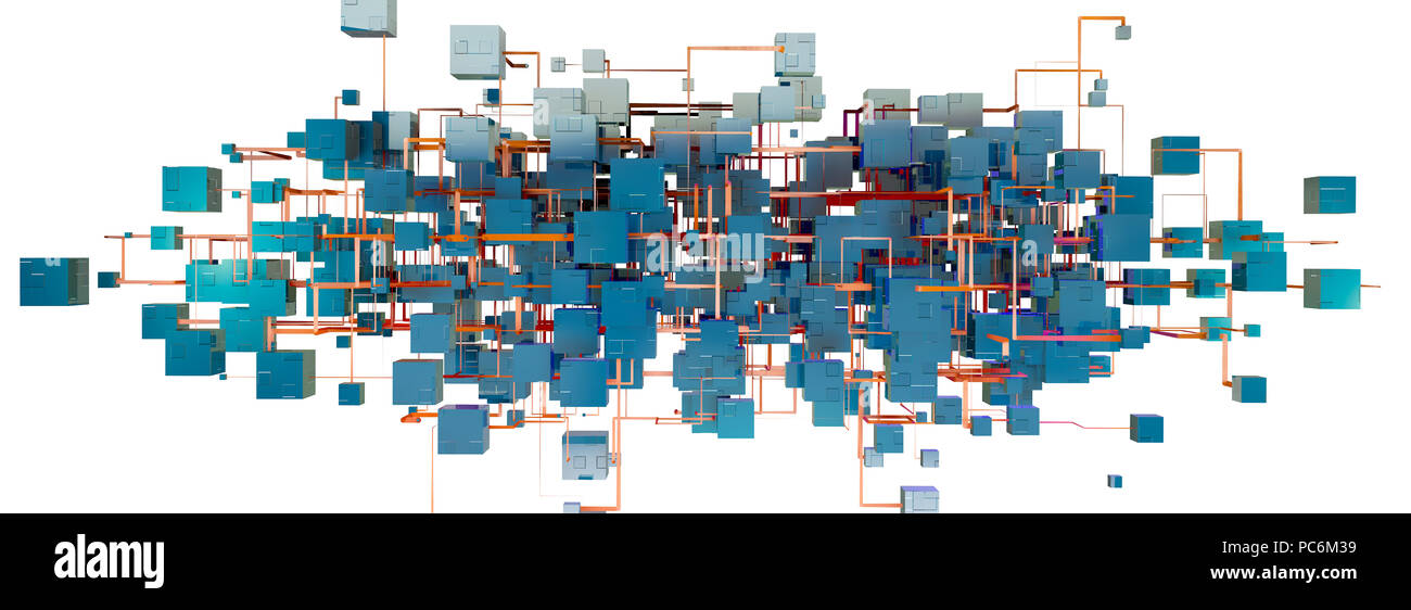 Technology and digital concept 3d illustration.Internet and science ...