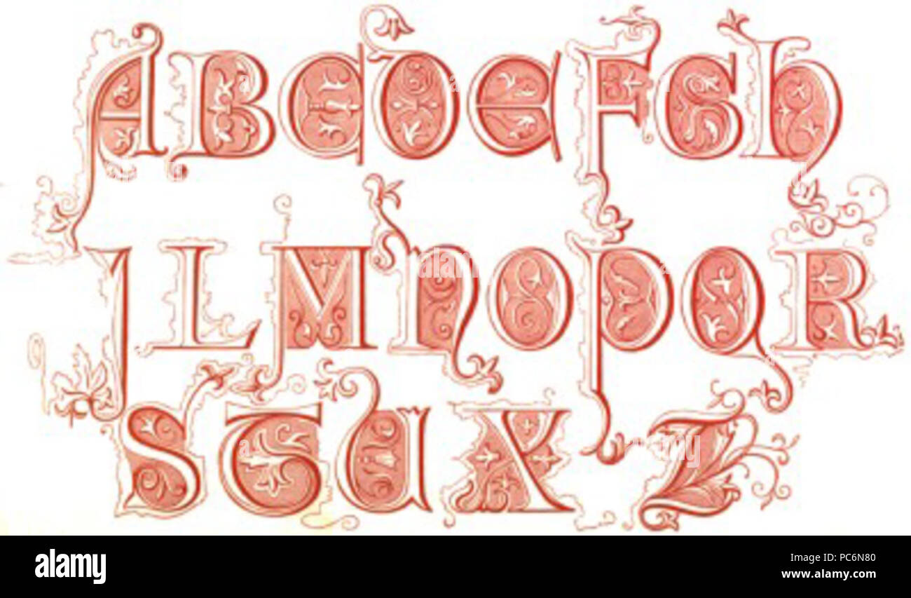 80 Set of Drop Cap Letters from a 12th Century Mazarin Bible Stock ...