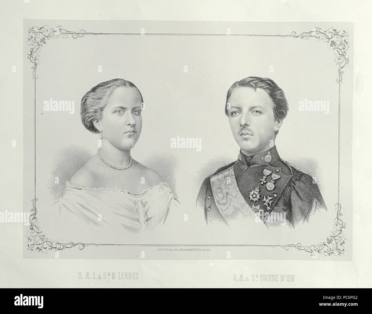 85 Sébastien Auguste Sisson - Gravura da Princesa Isabel e do Conde d ...