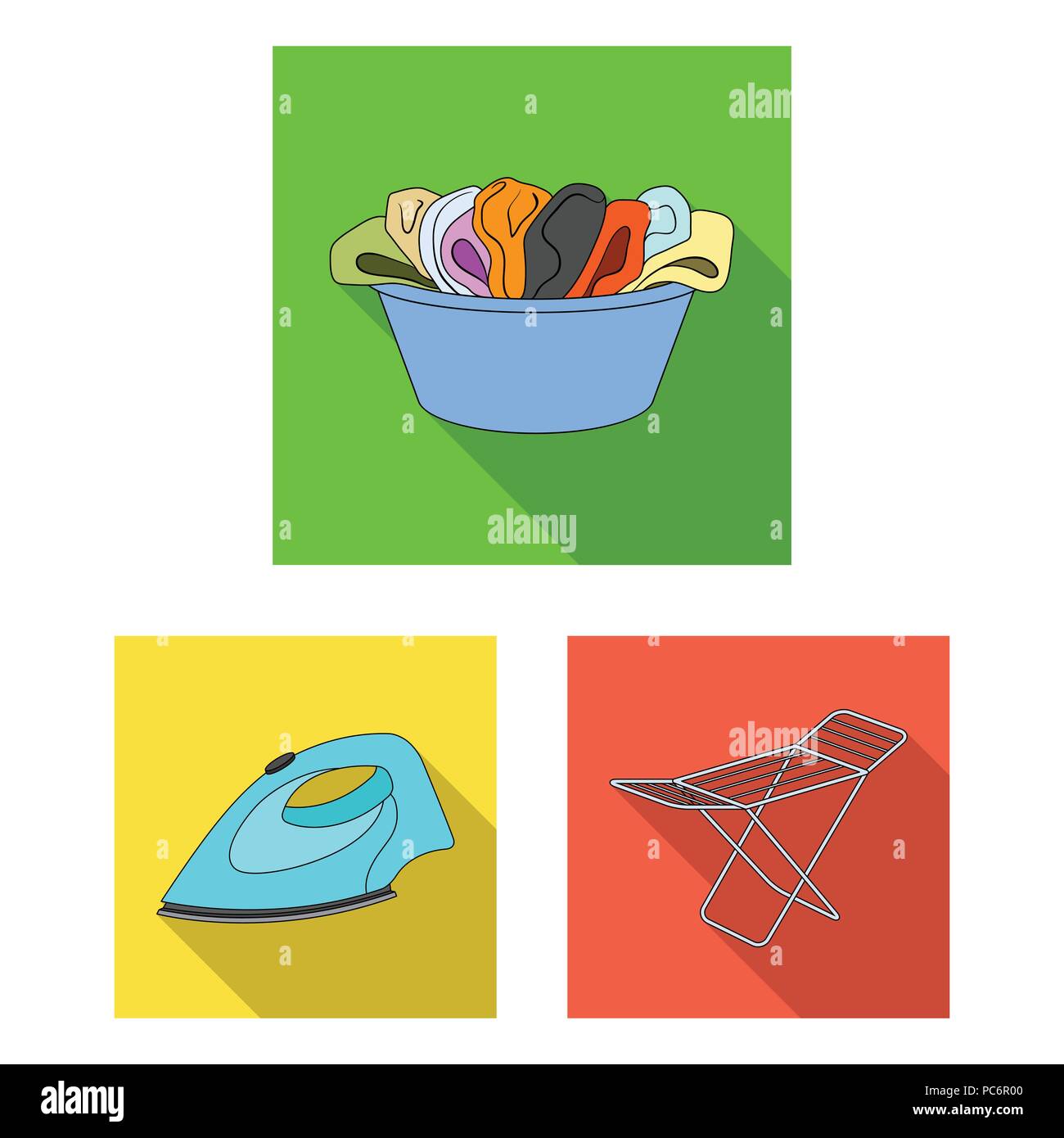 Dry cleaning equipment flat icons in set collection for design. Washing ...