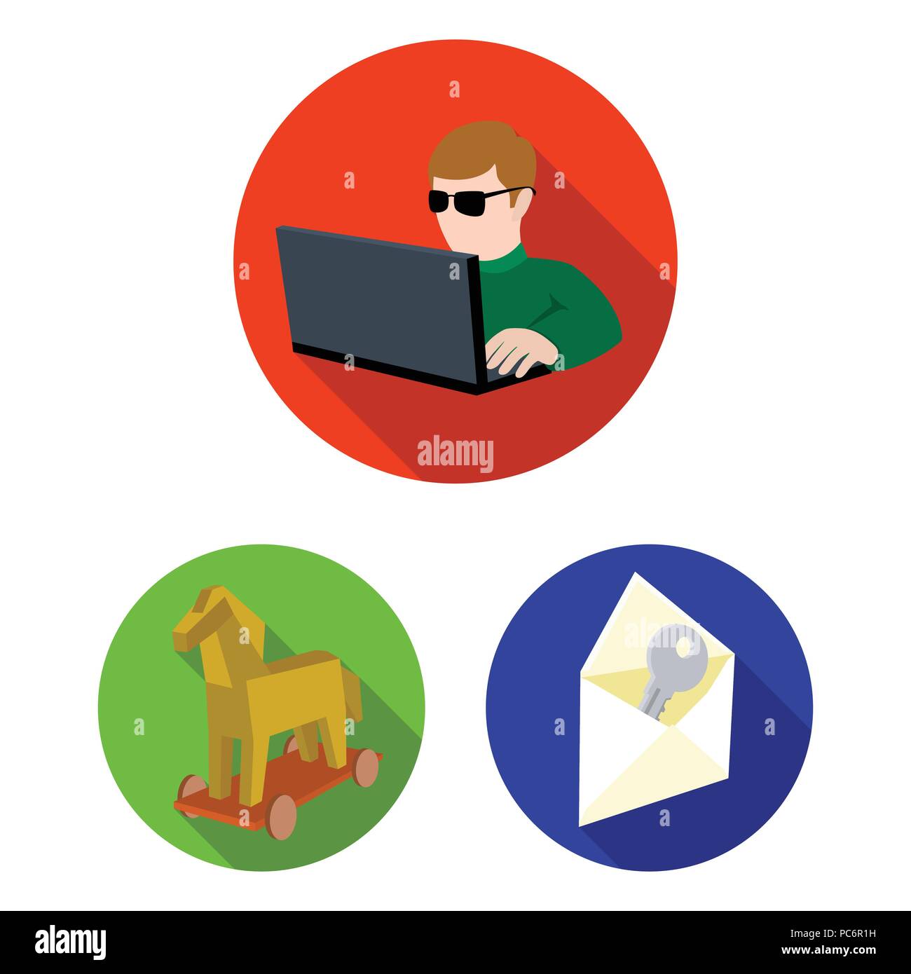 Hacker and hacking flat icons in set collection for design. Hacker and ...