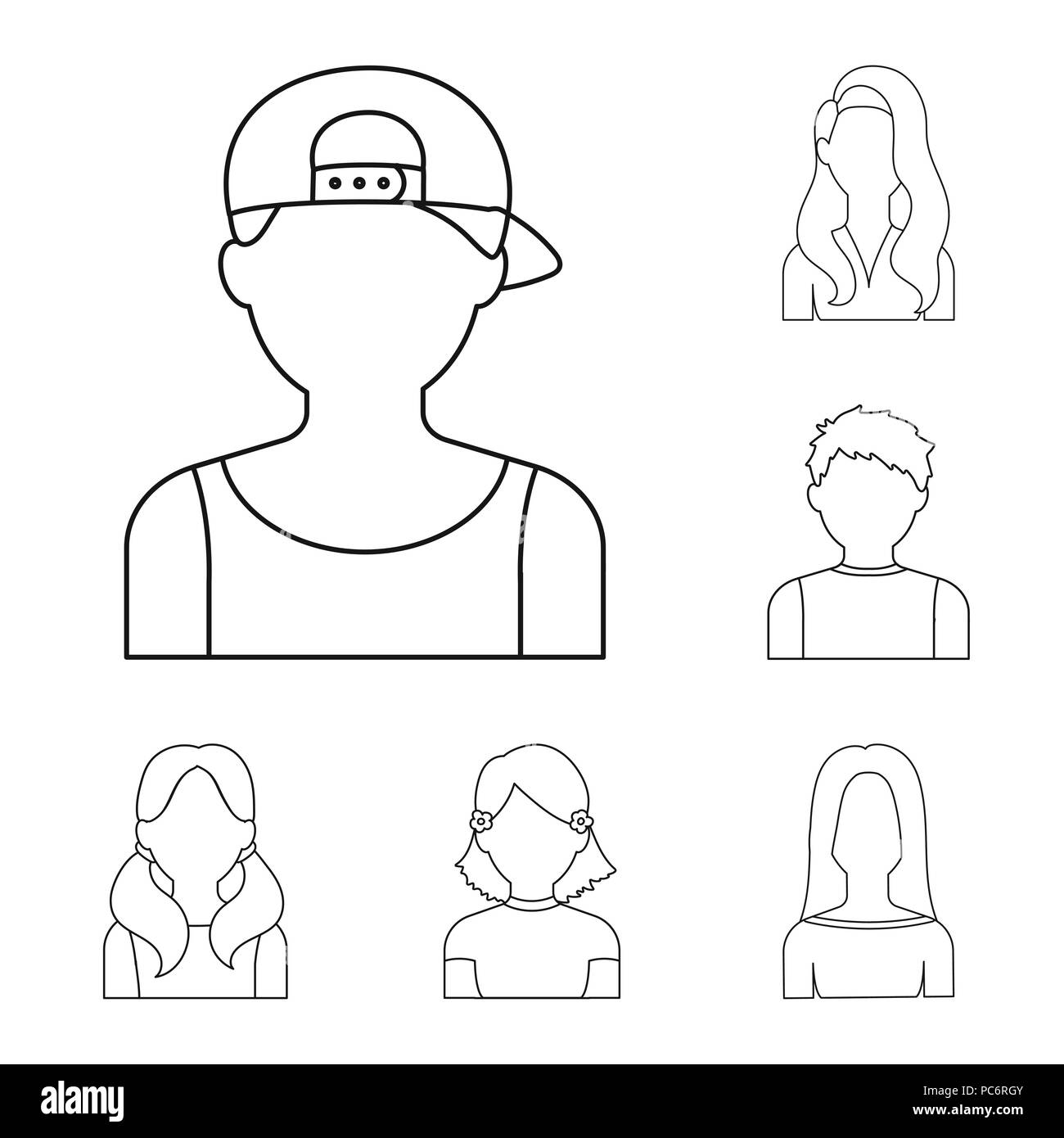 Avatar and face outline icons in set collection for design. A person ...
