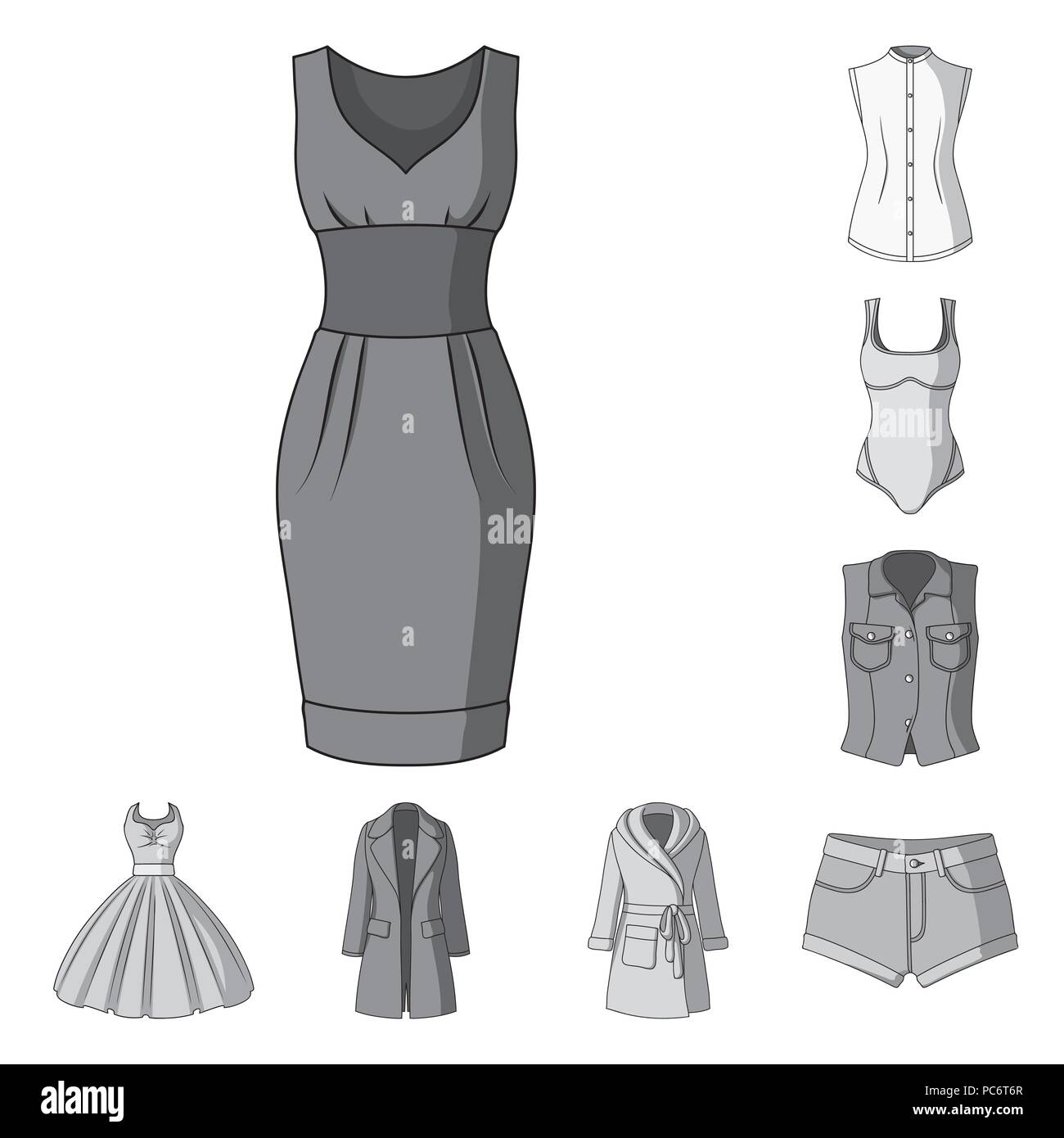 Women Clothing monochrome icons in set collection for design.Clothing ...