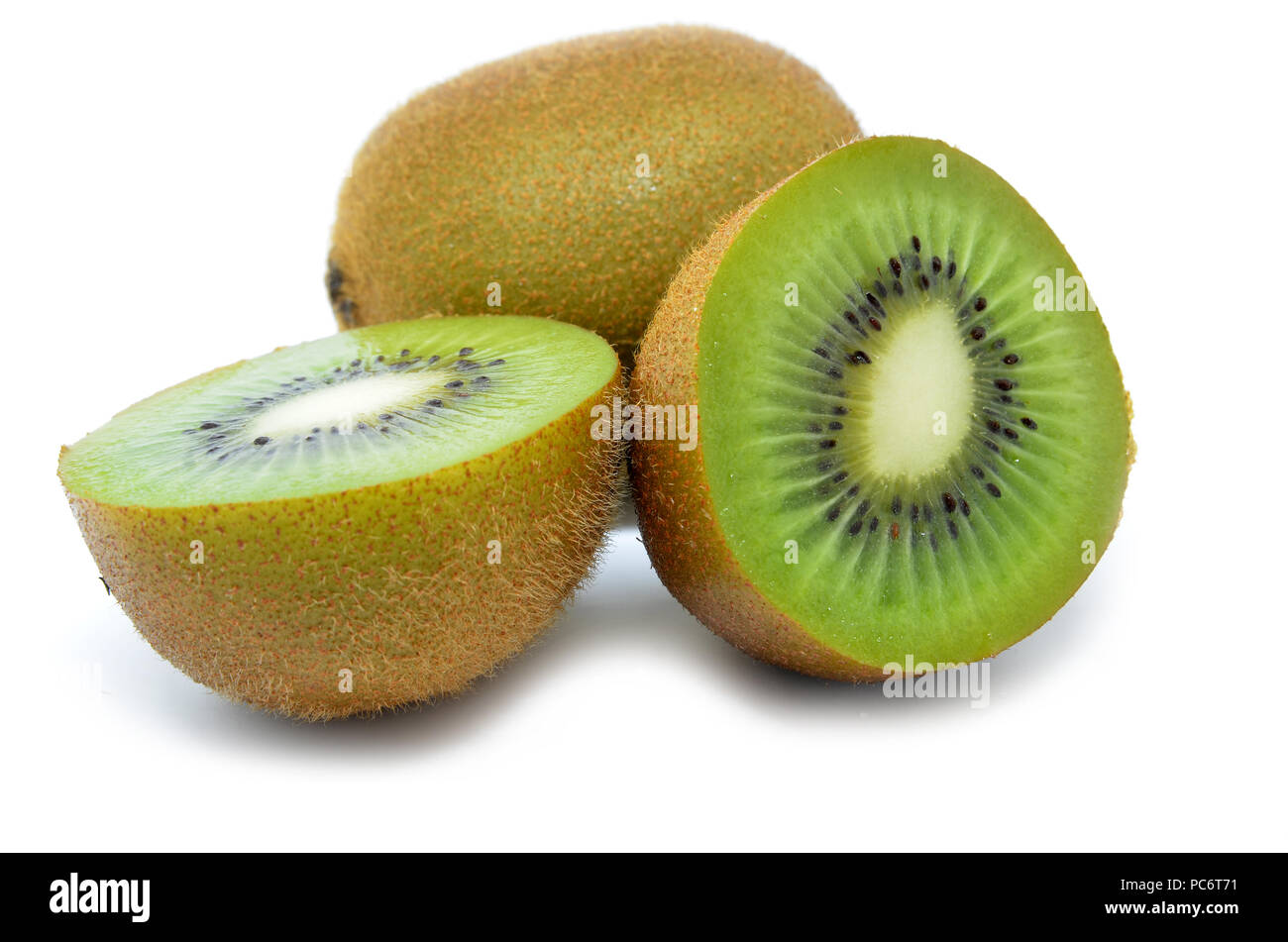 Kiwi fruit, half of qiwi isolated on white background. Cut of green ...