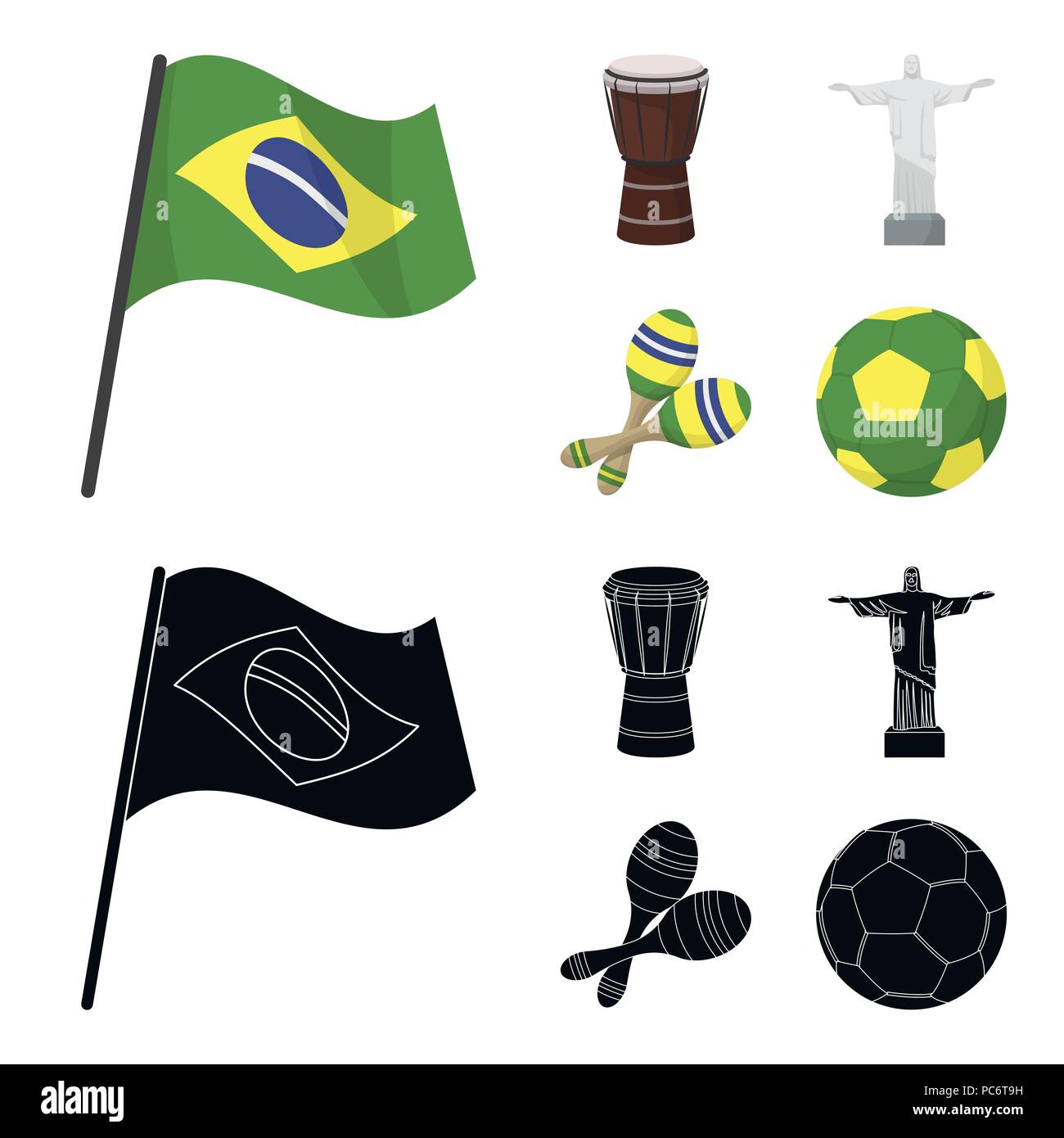 Brazil, country, flag, drum . Brazil country set collection icons in ...