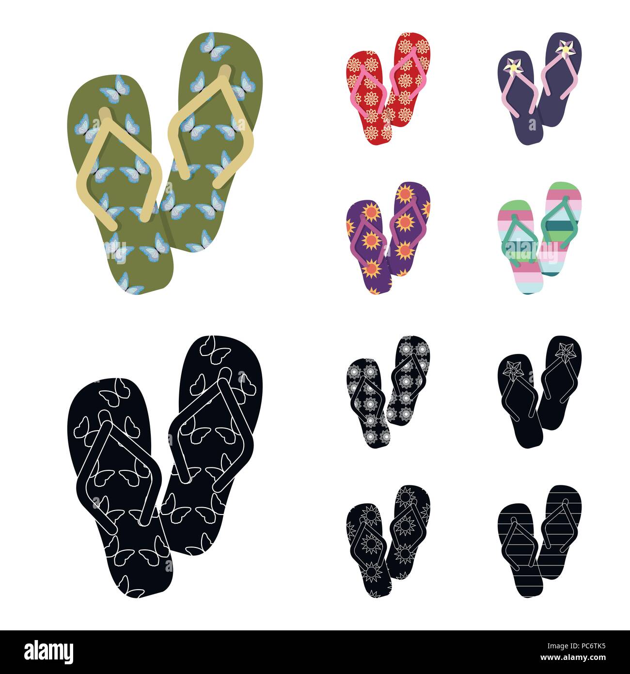 Flip-flops cartoon,black icons in set collection for design. Beach ...